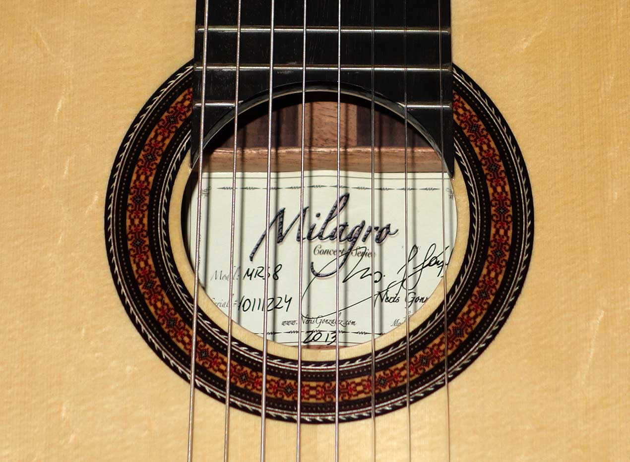 Milagro MRS8 8-String Classical Harp Guitar w/ Case, Bear Claw Spruce Top